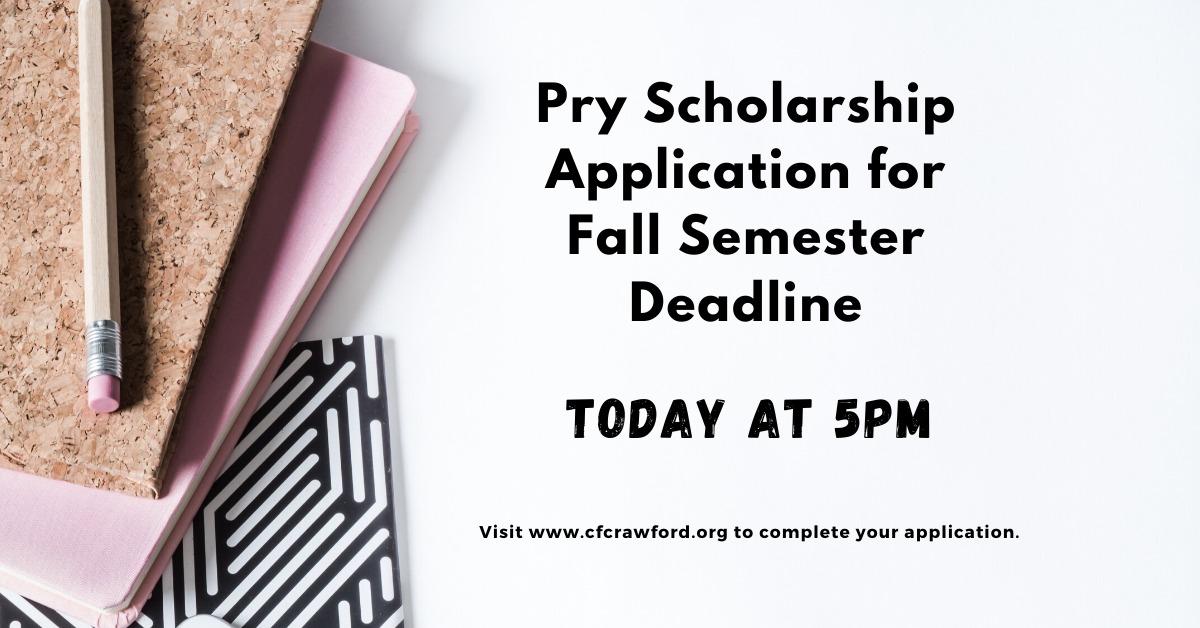 Pry Scholarship Application for Fall Semester Deadline is TODAY!